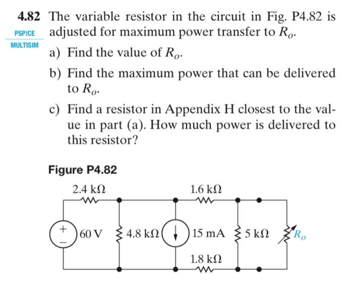 Solved only part c Find a resistor in Appendix H closest to | Chegg.com
