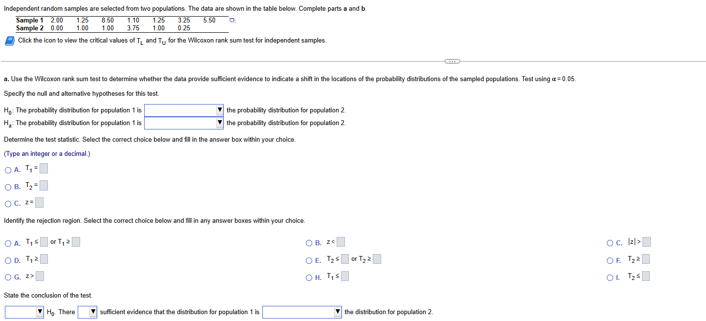 Solved Independent random samples are selected from two | Chegg.com