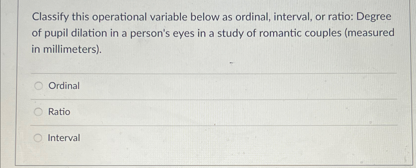 Solved Classify this operational variable below as ordinal, | Chegg.com