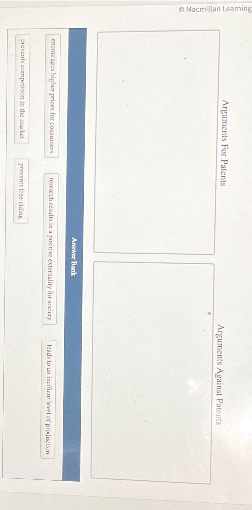 Solved Arguments For PatentsArguments Against PatentsAnswer | Chegg.com
