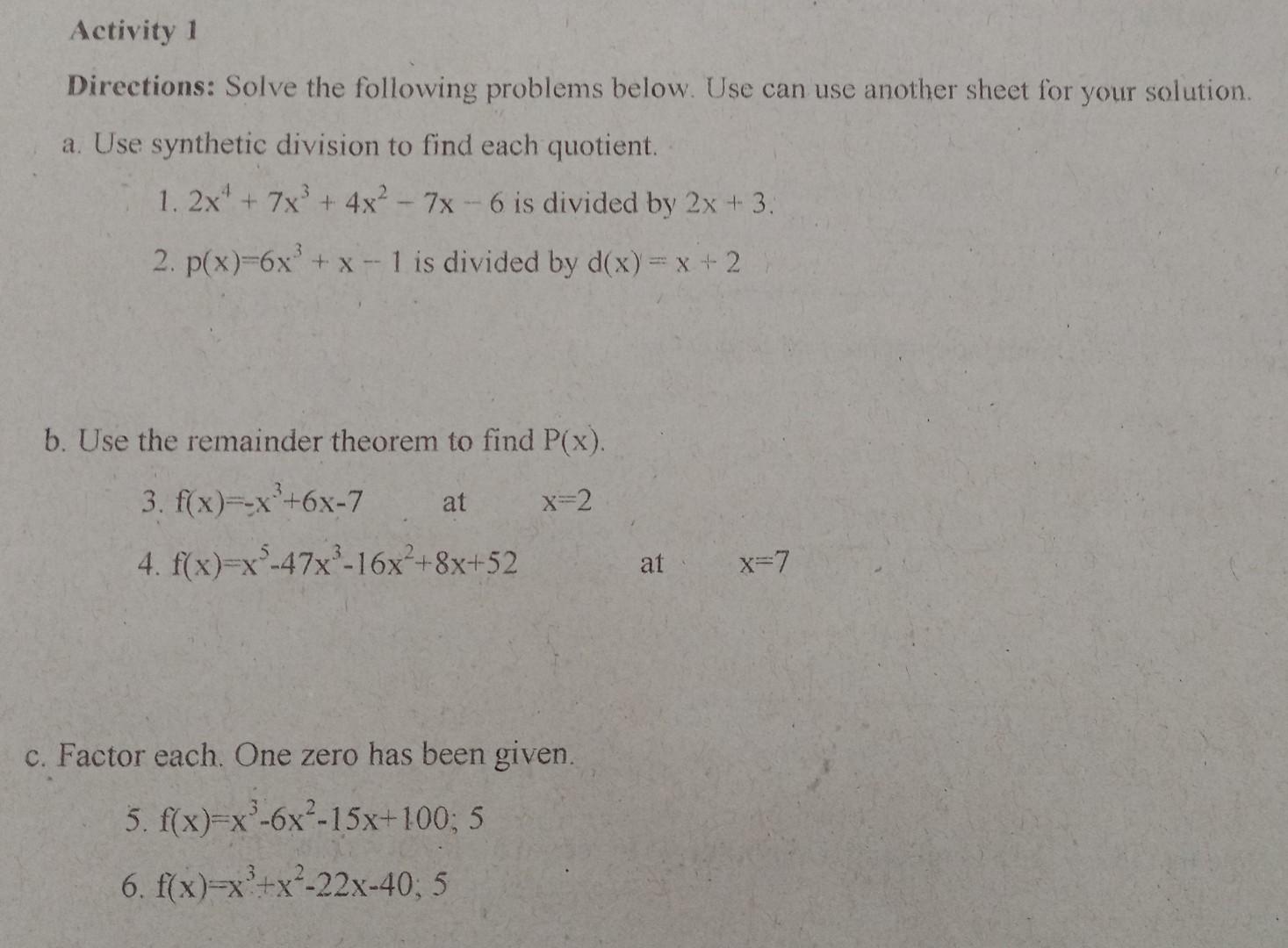 Solved ACTIVITY 1. Identify whether a given expression is a | Chegg.com