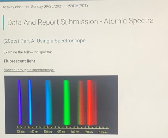 Solved Data and Report Submission- Atomic SpectraI dont | Chegg.com