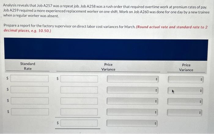 Solved Analysis reveals that Job A257 was a repeat job. | Chegg.com