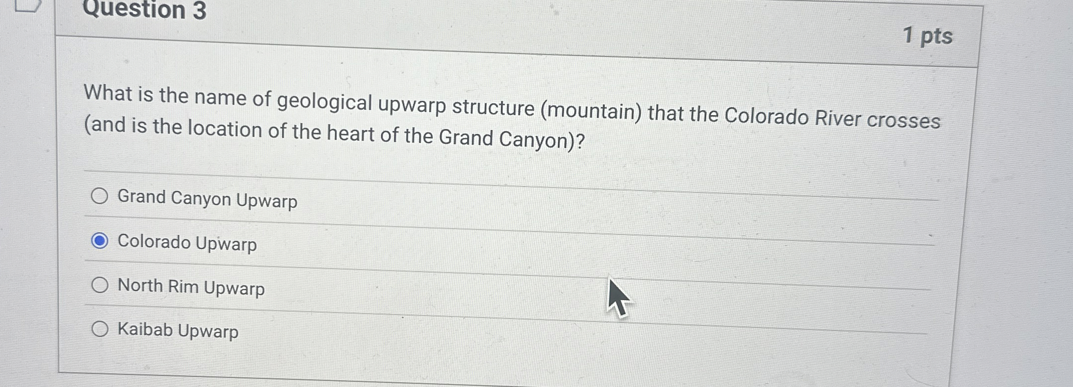 Solved Question 3What is the name of geological upwarp | Chegg.com