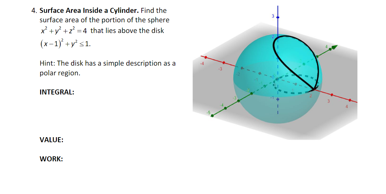 Solved Surface Area Inside a Cylinder. Find the surface area | Chegg.com