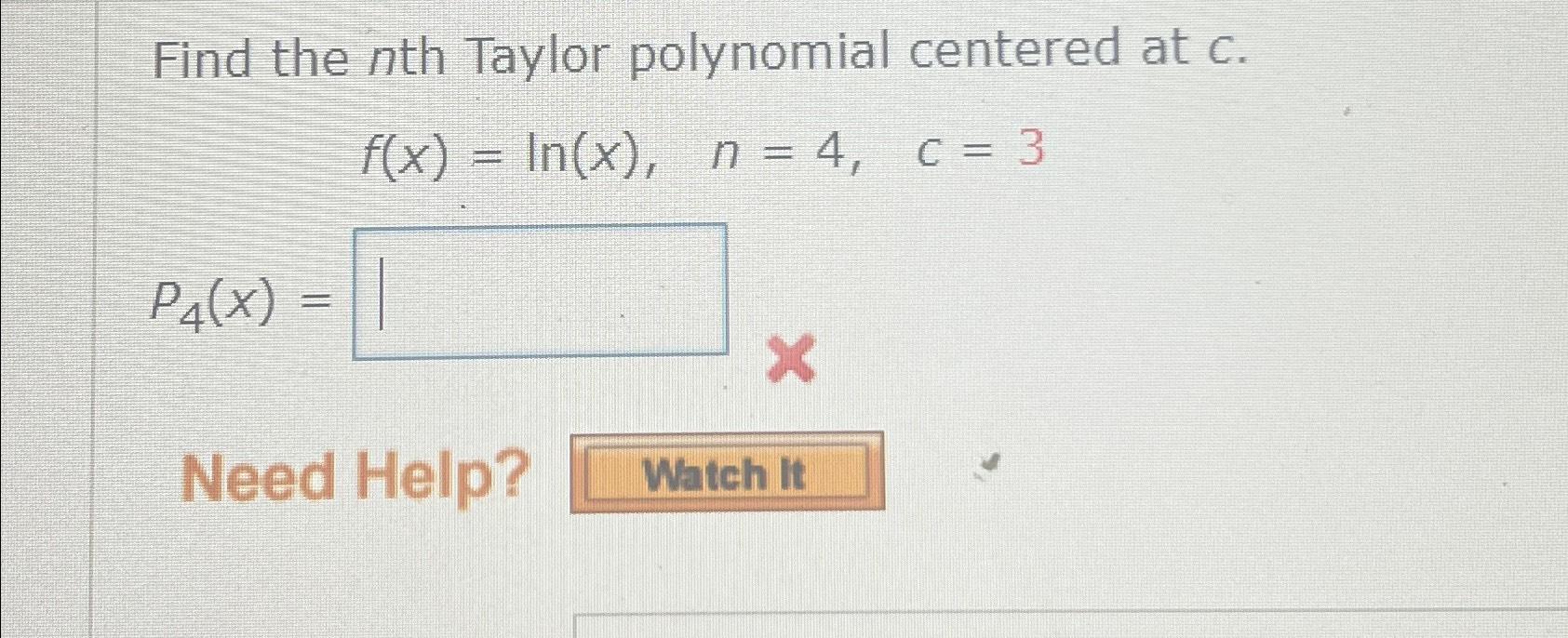 Solved Find the nth Taylor polynomial centered at | Chegg.com