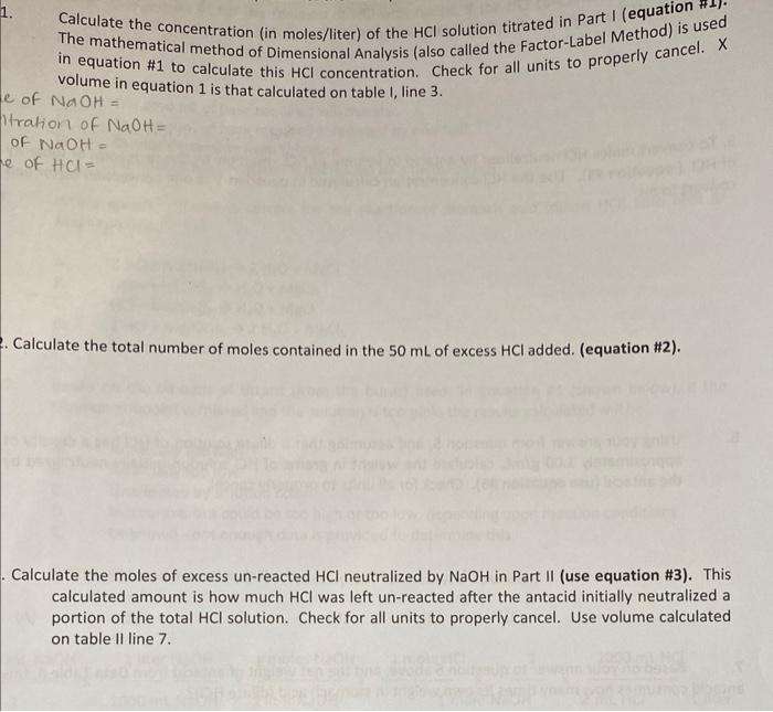 Solved Data Table I: Titration of HCl solution 1. Initial | Chegg.com