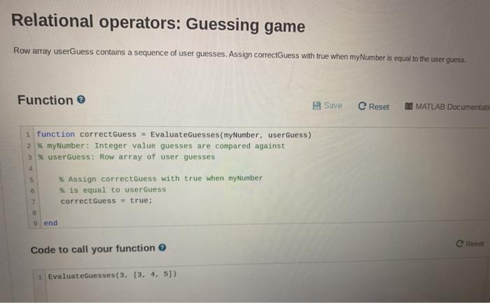 Solved Relational operators: Guessing game Row array | Chegg.com