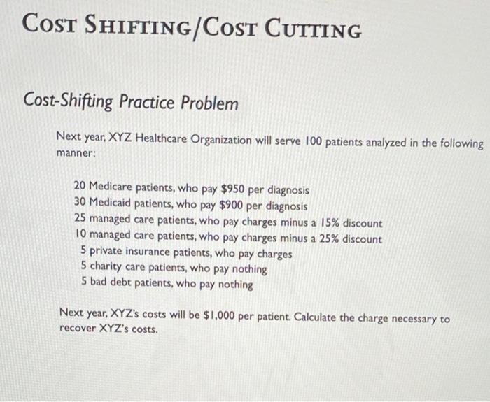 Solved Cost SHIFTING/Cost CUTTING Cost-Shifting Practice | Chegg.com