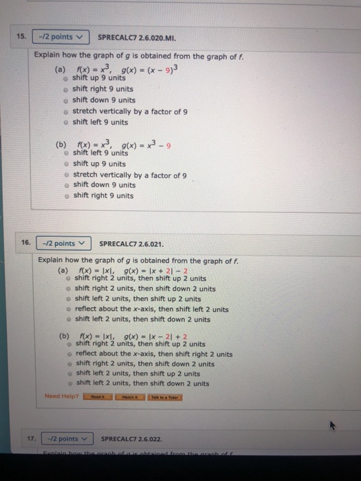 Solved 15. -/2 points SPRECALC7 2.6.020.MI. Explain how the | Chegg.com