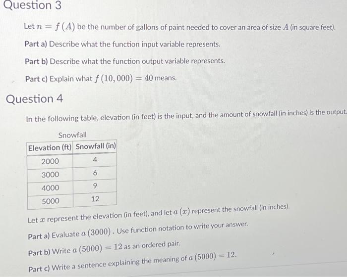 Solved Let n=f(A) be the number of gallons of paint needed | Chegg.com