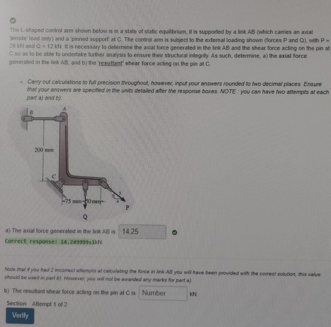 Solved The L-shaped control arm shown below is in a state of | Chegg.com