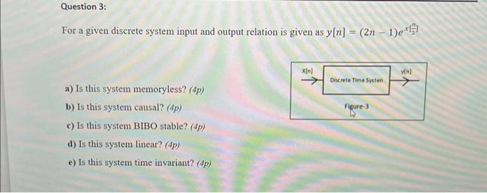 Solved For a given discrete system input and output relation | Chegg.com