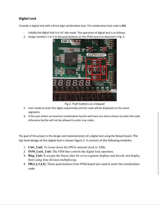 Solved Digital Lock Consider a digital lock with a three | Chegg.com