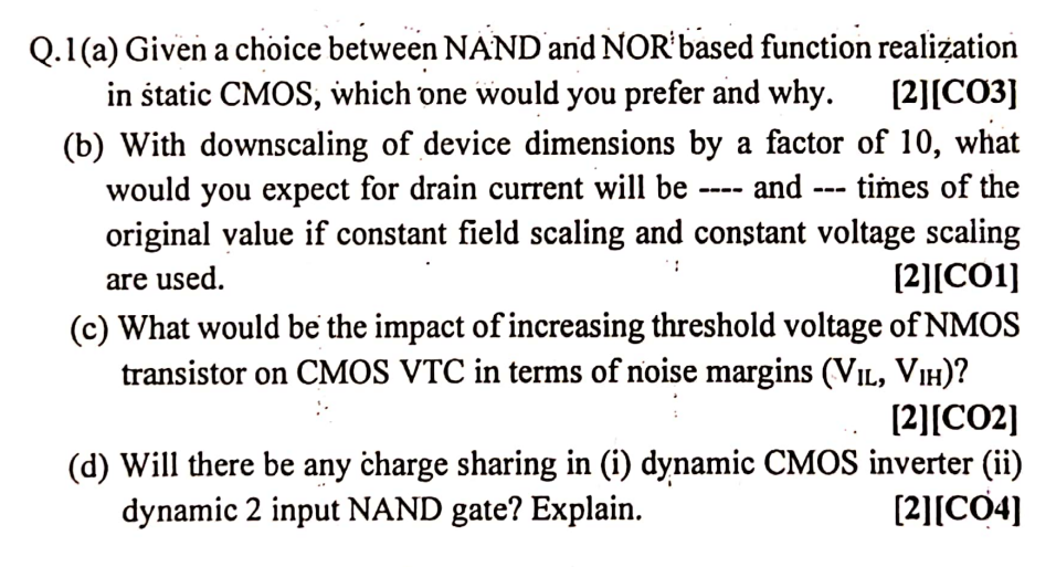 Solved Q.1(a) ﻿Given a choice between NAND and NOR based | Chegg.com