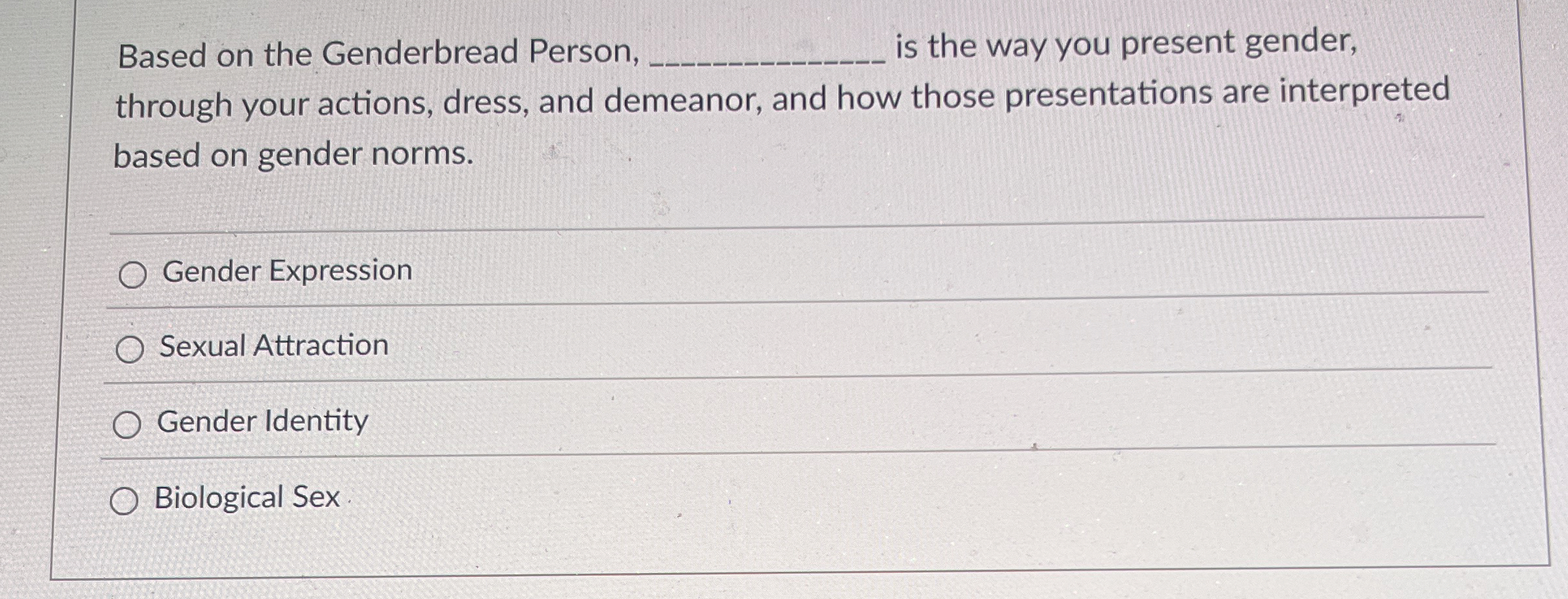 Solved Based on the Genderbread Person, ﻿is the way you | Chegg.com