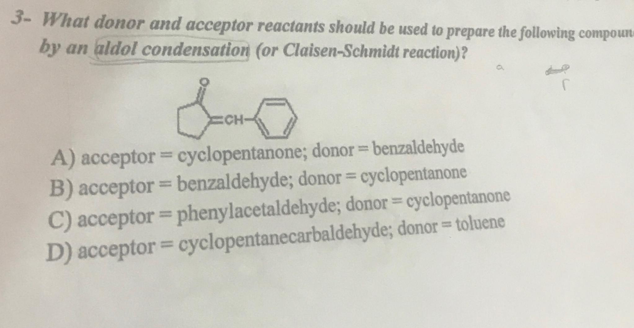 Solved 3- ﻿What donor and acceptor reactants should be used | Chegg.com
