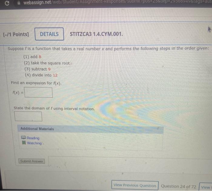 Solved Suppose f is a function that takes a real number x | Chegg.com