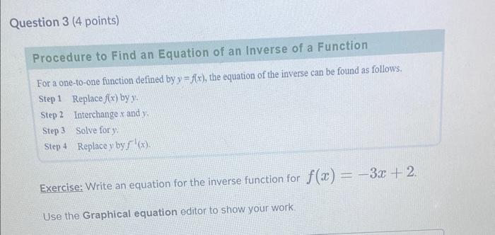 Solved Procedure to Find an Equation of an Inverse of a | Chegg.com