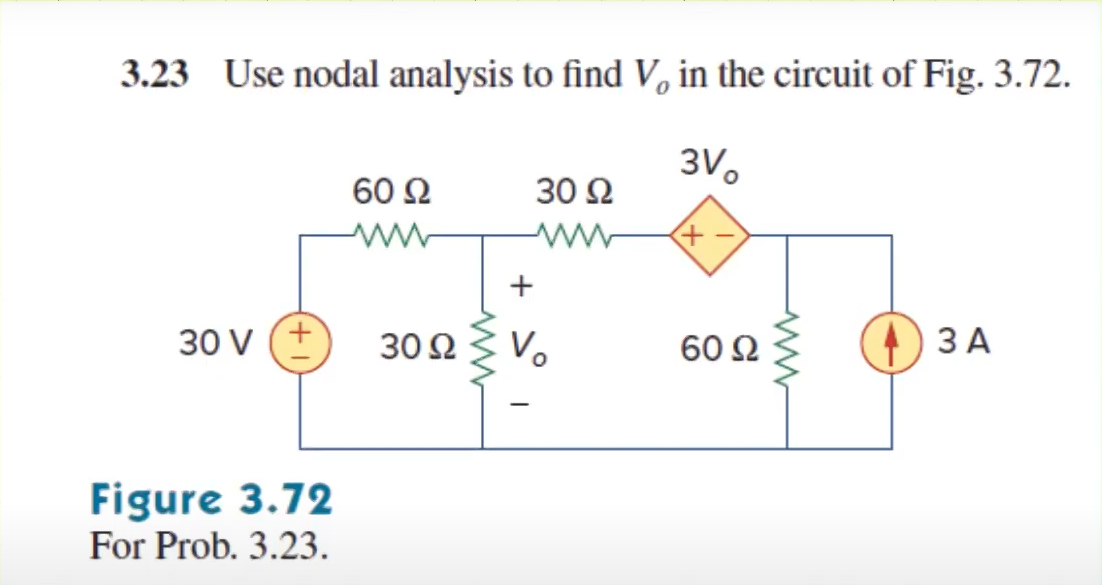 Solved 3.23 ﻿Use nodal analysis to find Vo ﻿in the circuit | Chegg.com