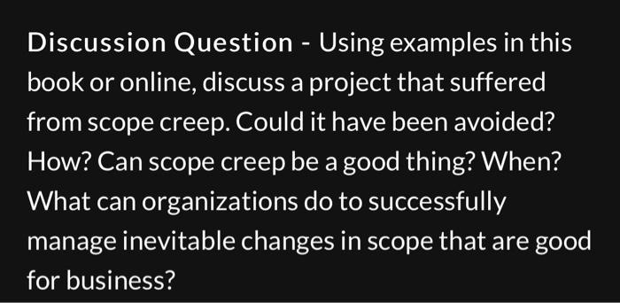 Solved Discussion Question - Using examples in this book or | Chegg.com