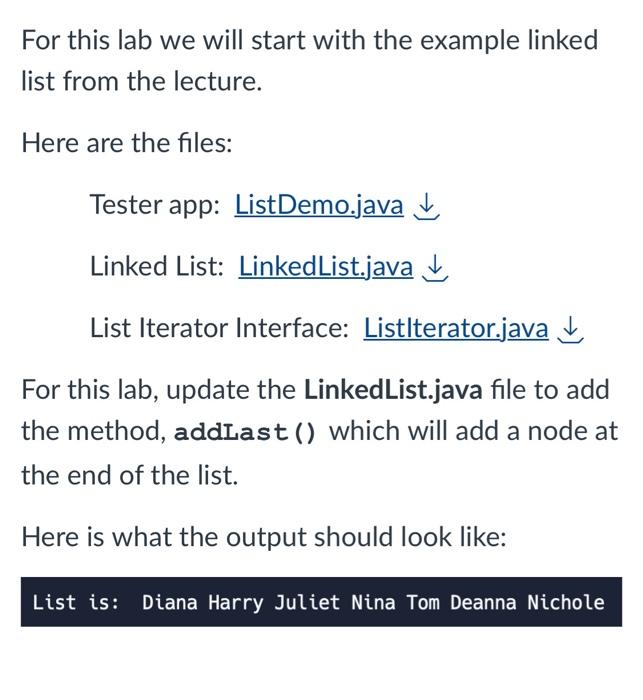 Solved For this lab we will start with the example linked | Chegg.com