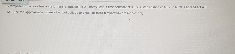 Solved A temperature sensor has a static transfer function | Chegg.com