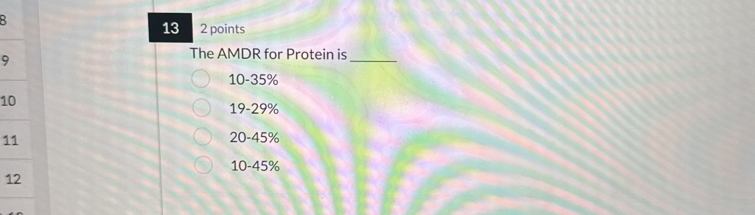 Solved 132 ﻿pointsThe AMDR for Protein is | Chegg.com