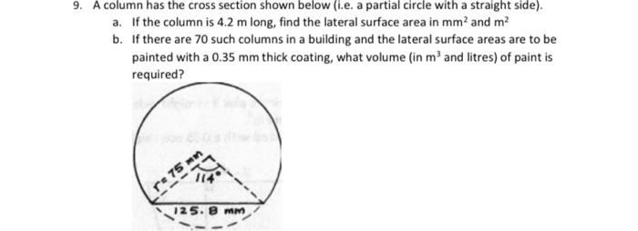 Solved 9. A column has the cross section shown below (i.e. a | Chegg.com
