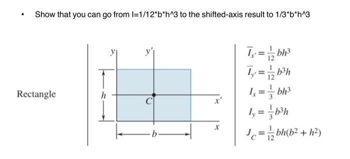 Solved Show that you can go from l=1/12∗b∗h∧3 to the | Chegg.com