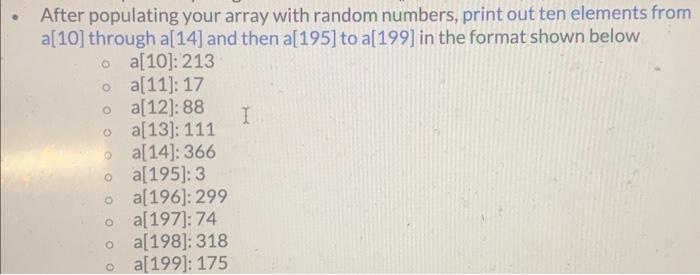 Solved - After populating your array with random numbers, | Chegg.com