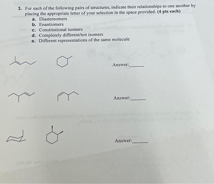 Solved 3. For each of the following pairs of structures, | Chegg.com