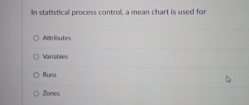 Solved In statistical process control, a mean chart is used | Chegg.com