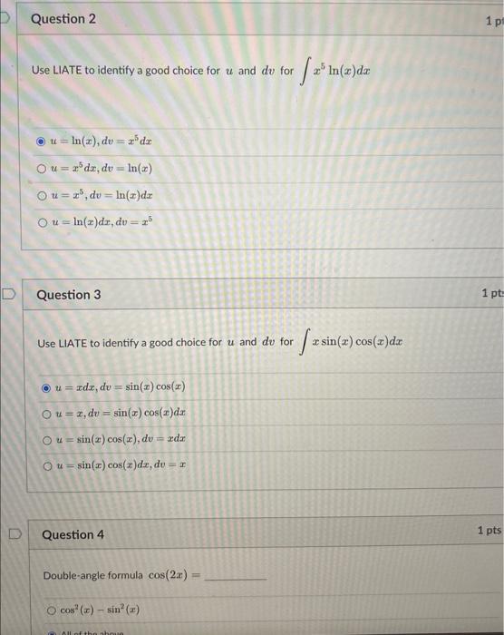 Solved Use LIATE to identify a good choice for u and dv for | Chegg.com