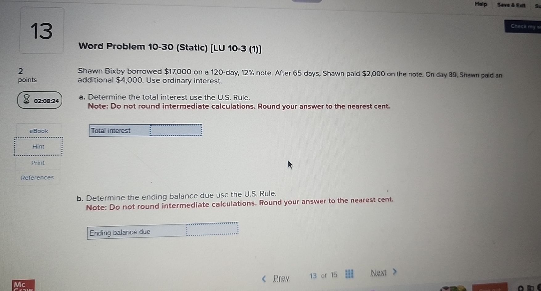 Solved Word Problem 10-30 (Static) [LU 10-3 (1)]Shawn Bixby | Chegg.com