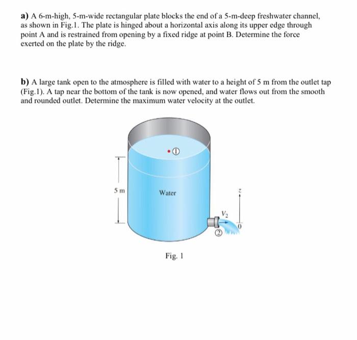 Solved a) A 6-m-high, 5-m-wide rectangular plate blocks the | Chegg.com