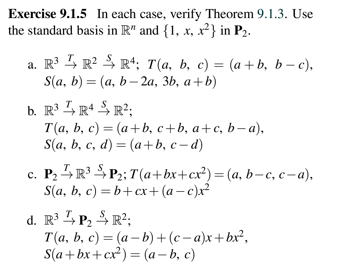 Solved Exercise 9.1.5 ﻿In each case, verify Theorem 9.1.3. | Chegg.com