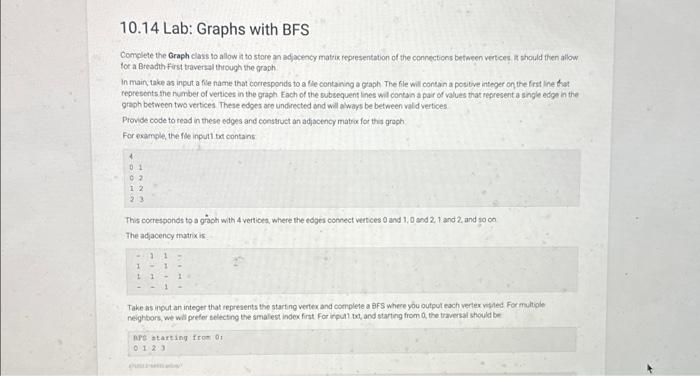 Solved c++ please give main.pp, Graph.h, and Graph.cop will | Chegg.com