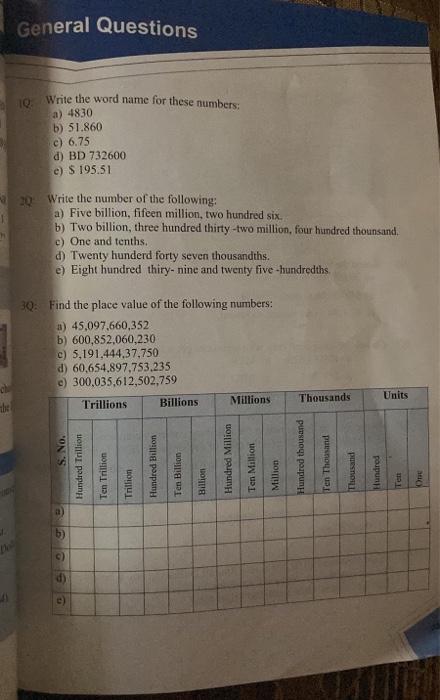 Solved 1Q. Write the word name for these numbers: a) 4830 b) | Chegg.com
