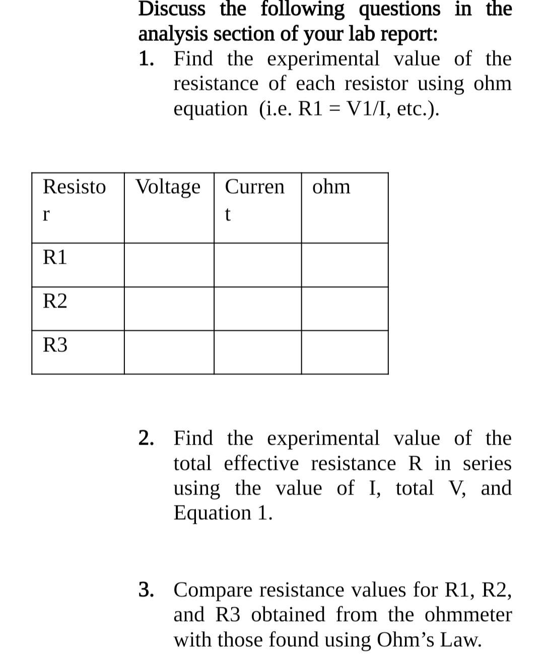 Resisto r R1 R2 R3 Discuss the following questions in | Chegg.com