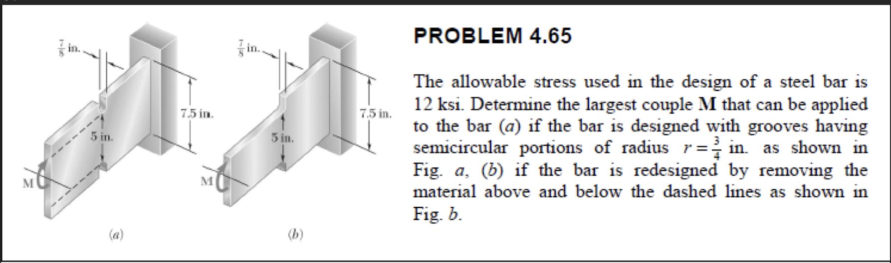 Solved PROBLEM 4.65 ﻿The allowable stress used in the design | Chegg.com