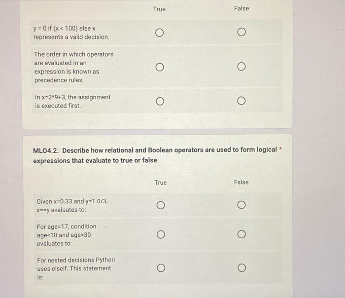 Solved ML04.2. Describe how relational and Boolean operators | Chegg.com Solved ML04.2. Describe how relational and Boolean operators | Chegg.com