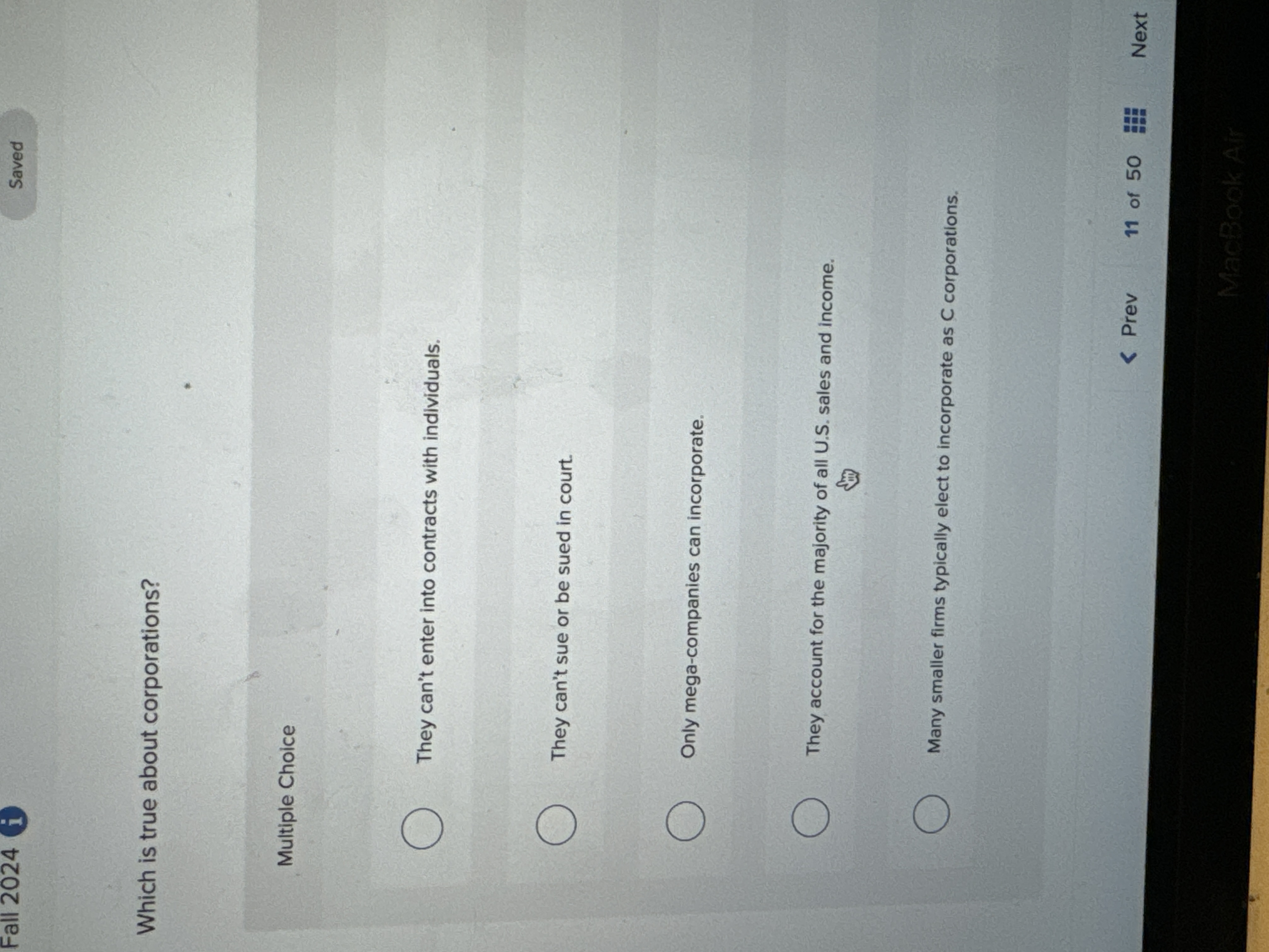 Solved Which is true about corporations?Multiple ChoiceThey | Chegg.com