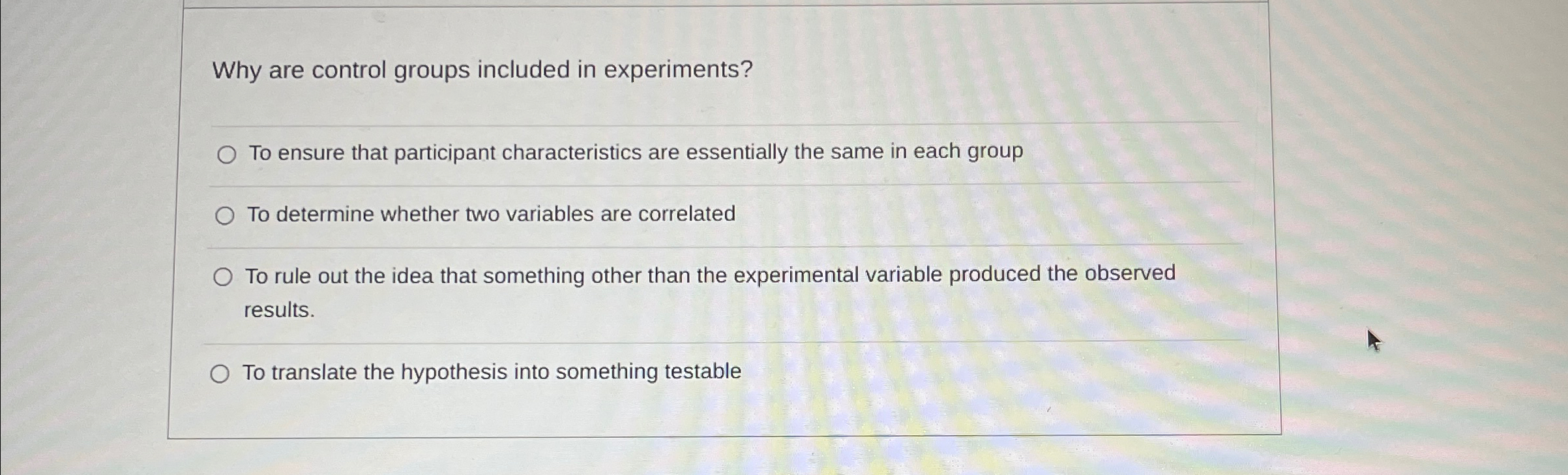 Solved Why are control groups included in experiments?To | Chegg.com