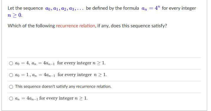 Let the sequence a0,a1,a2,a3,dots be defined by the | Chegg.com
