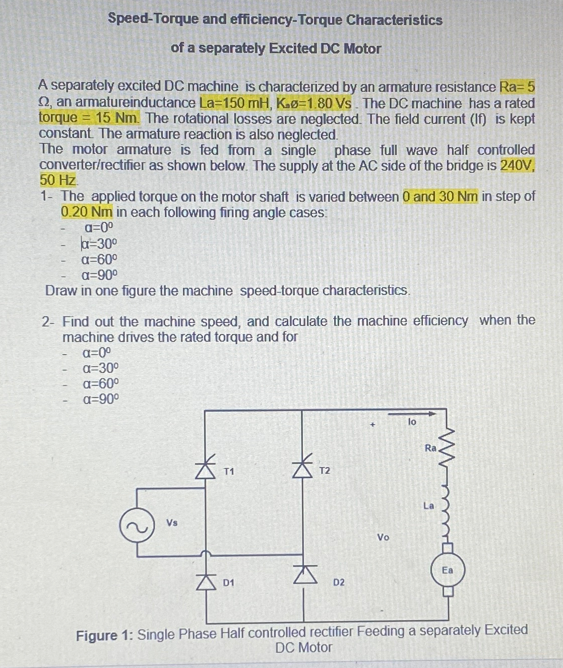 Solved Speed-Torque and efficiency-Torque Characteristicsof | Chegg.com
