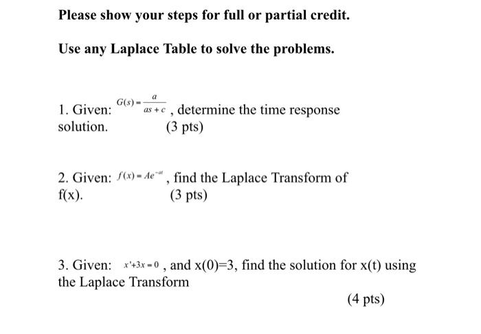 Solved Please show your steps for full or partial credit. | Chegg.com
