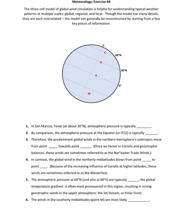 Solved The three-cell model of global wind circulation is | Chegg.com
