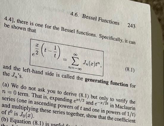 Solved . (Generating function for Jn ) Just as there is a | Chegg.com