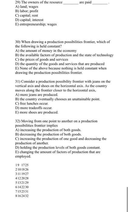 Solved 1) Scarcity requires that we A) produce efficiently. | Chegg.com